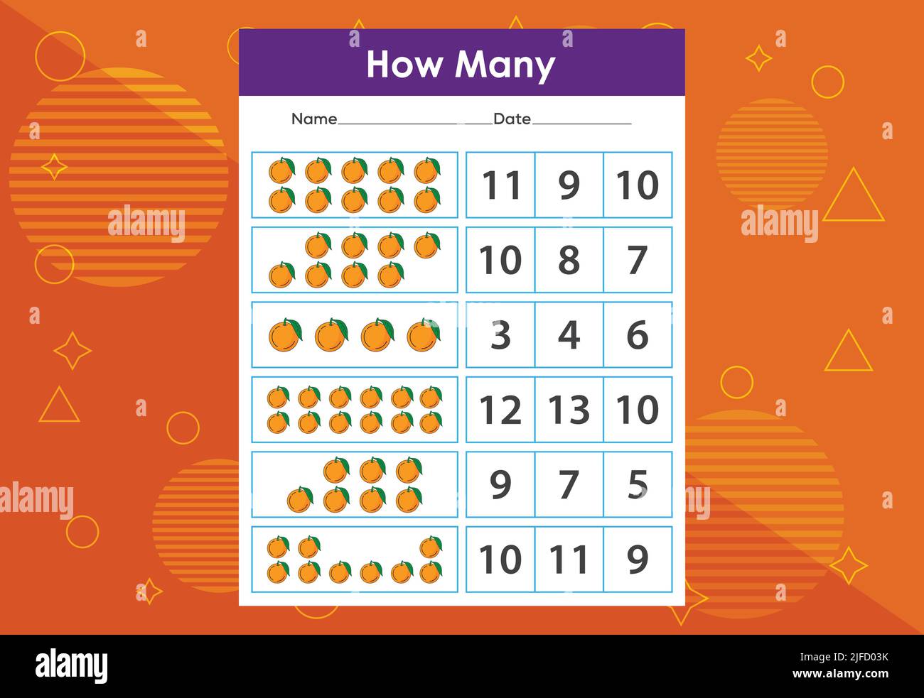 How many objects task. Educational children's game worksheet vector ...