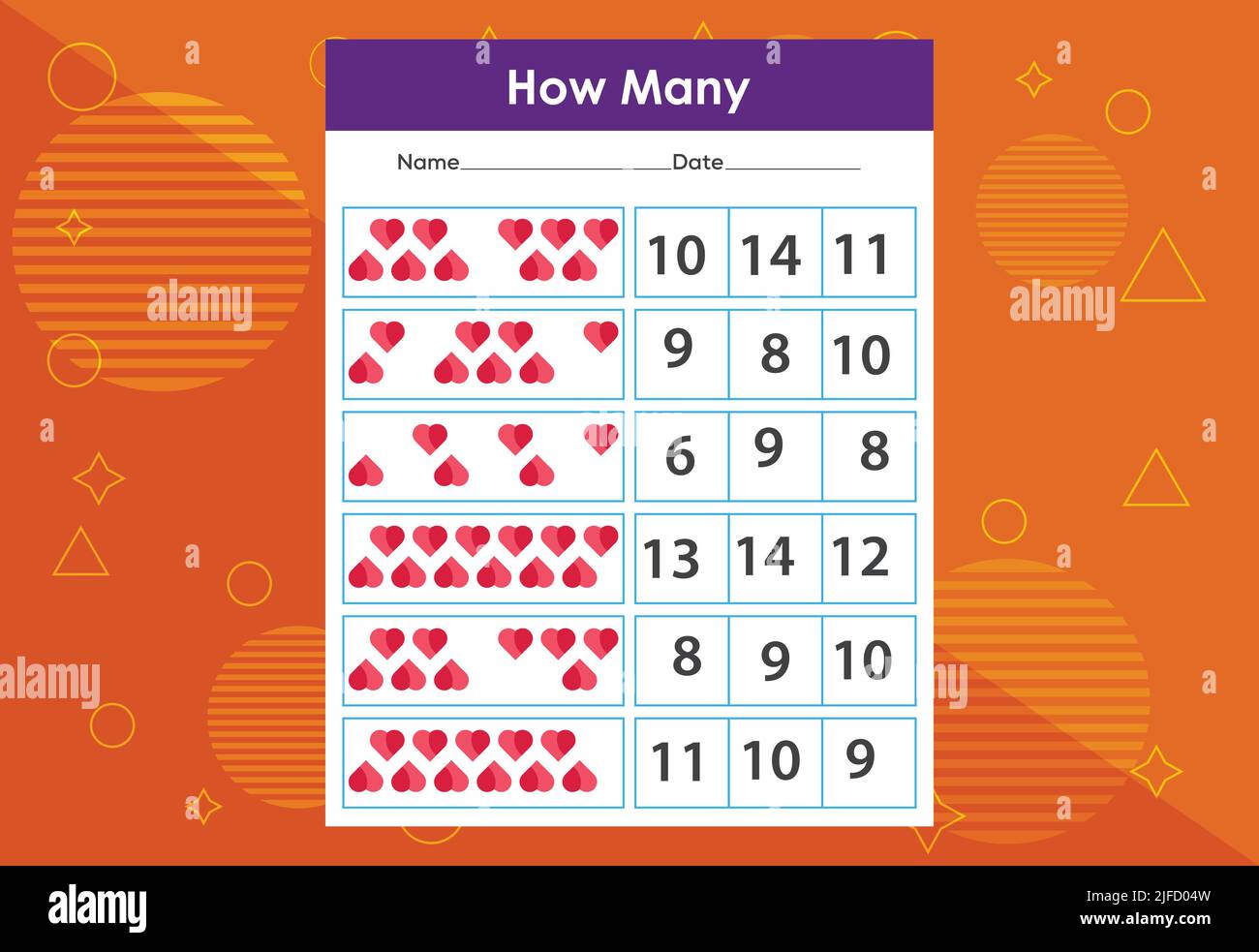 How many objects task. Educational children's game worksheet vector ...