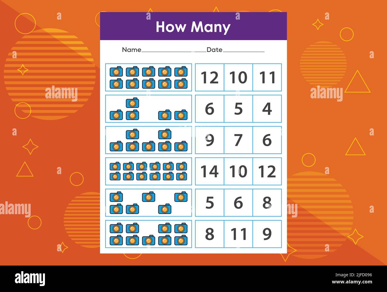 How many objects task. Educational children's game worksheet vector ...
