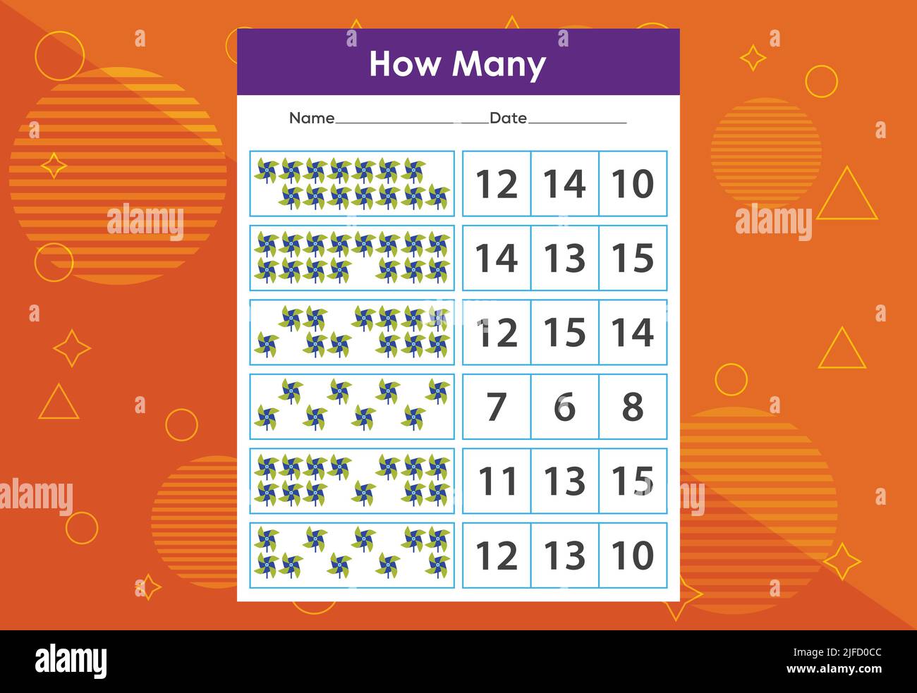 How many objects task. Educational children's game worksheet vector ...