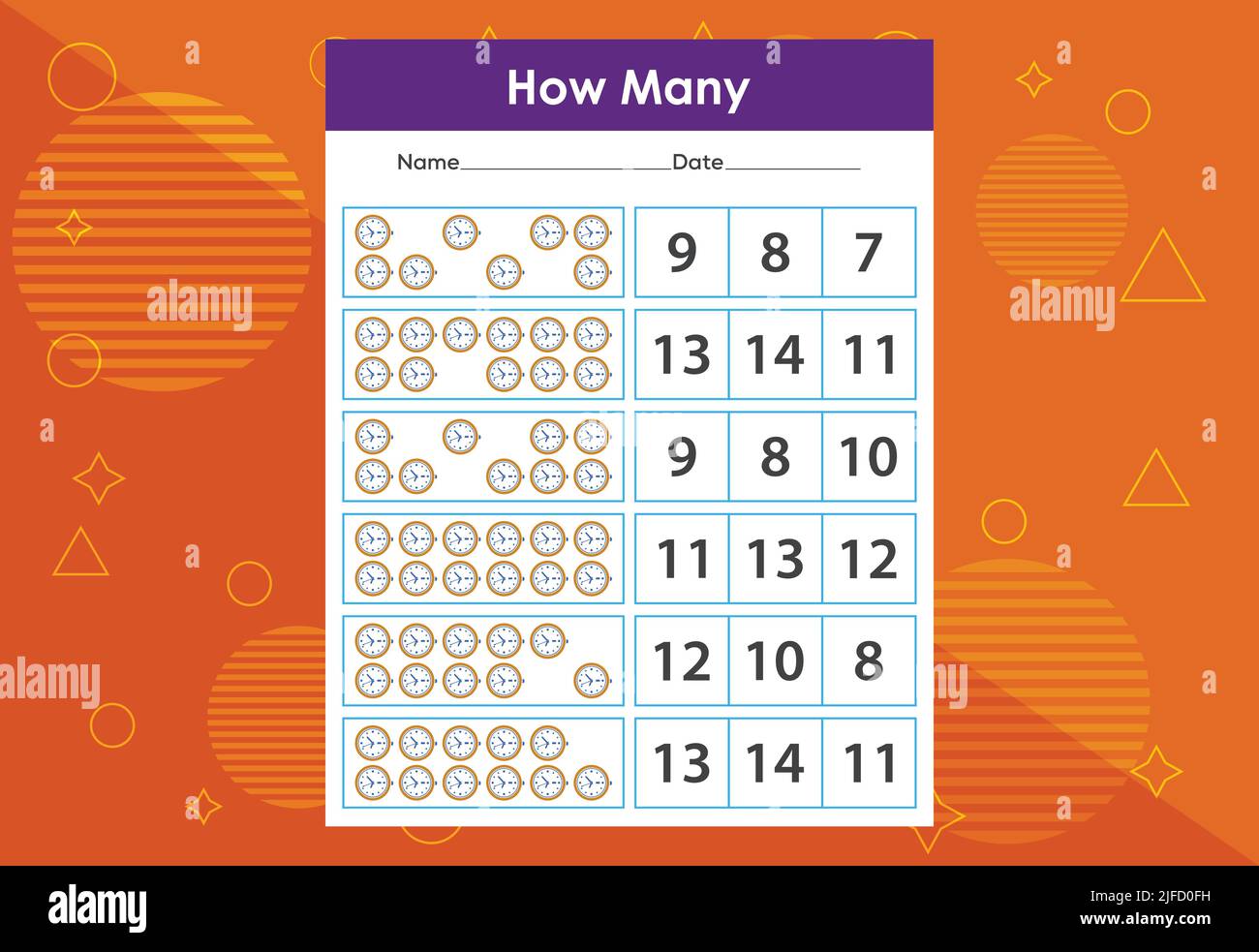 How many objects task. Educational children's game worksheet vector ...