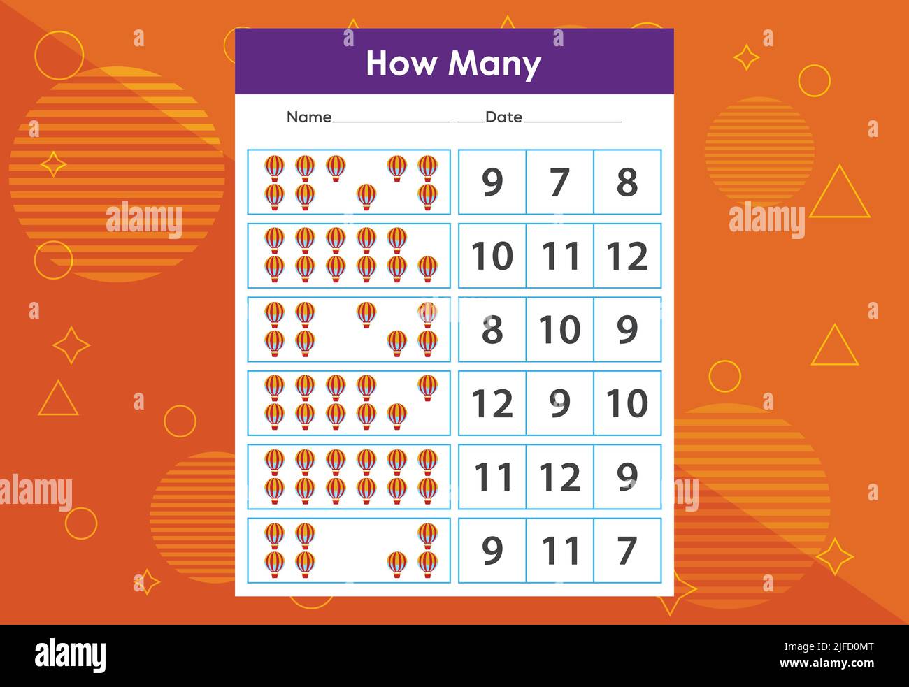 How many objects task. Educational children's game worksheet vector ...