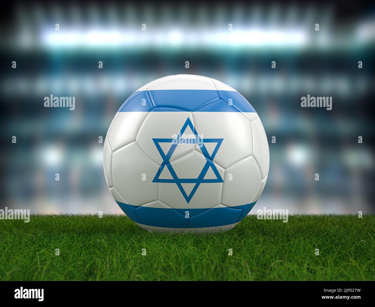 Soccer ball Israel flag on a soccer pitch. 3d illustration Stock Photo ...