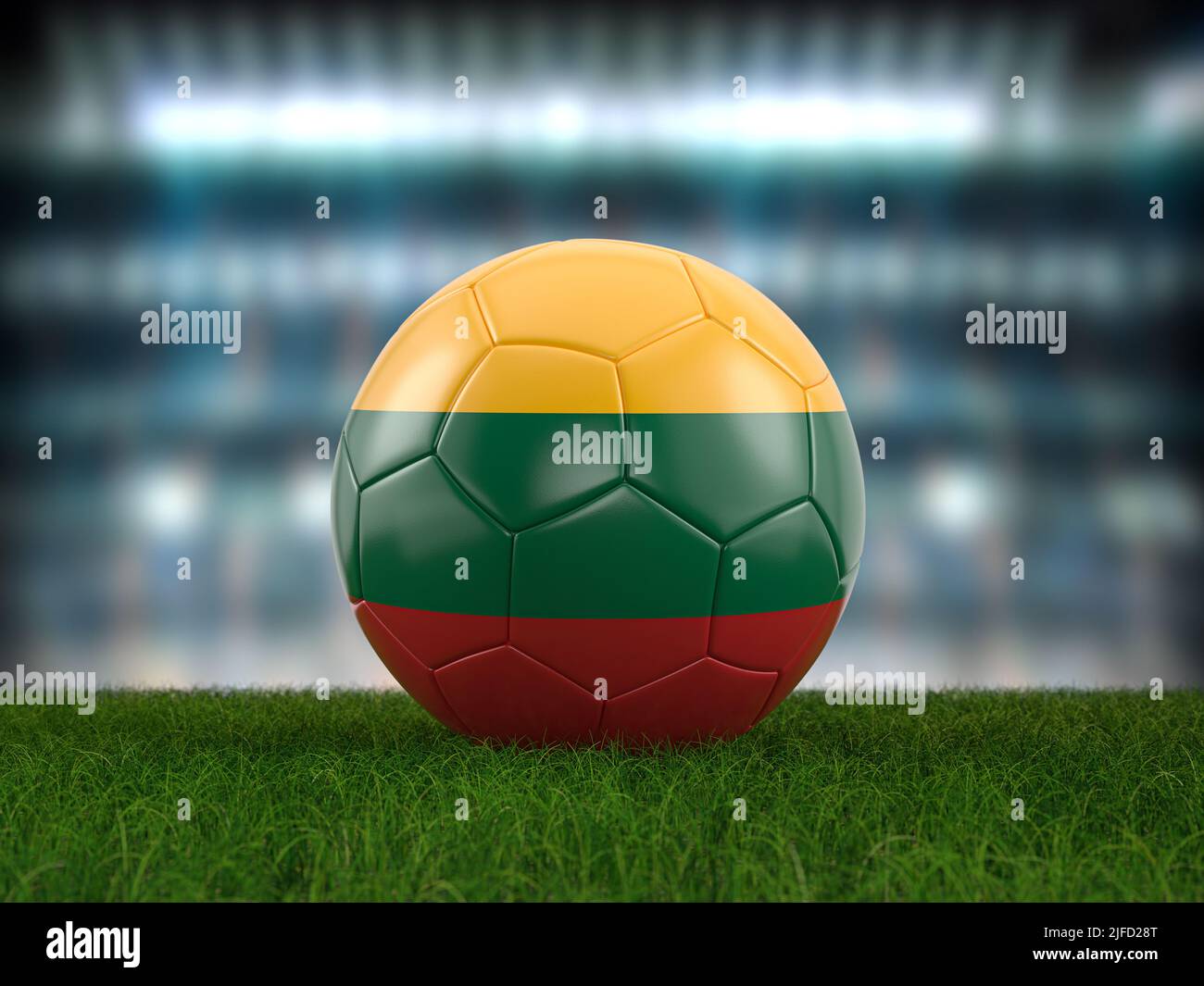 Soccer ball Lithuania flag on a soccer pitch. 3d illustration Stock ...