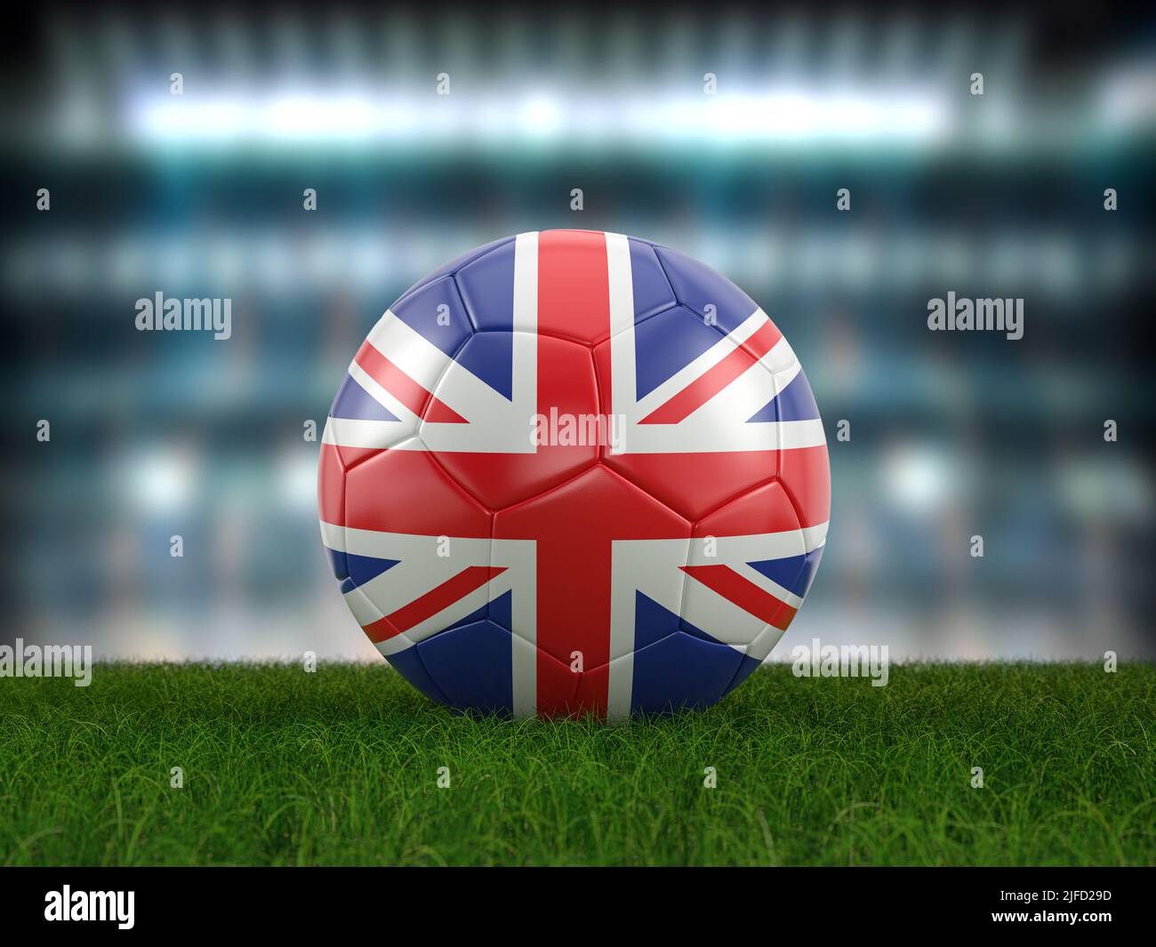Soccer ball UK flag on a soccer pitch. 3d illustration Stock Photo - Alamy