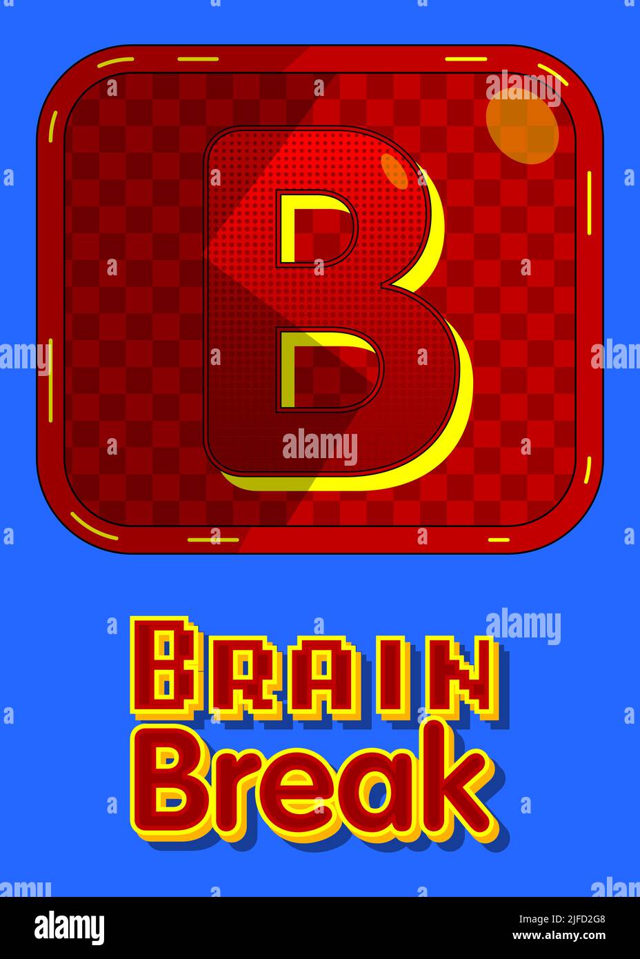 Superhero coat of arms showing Brain Break icon. Colorful comic book ...