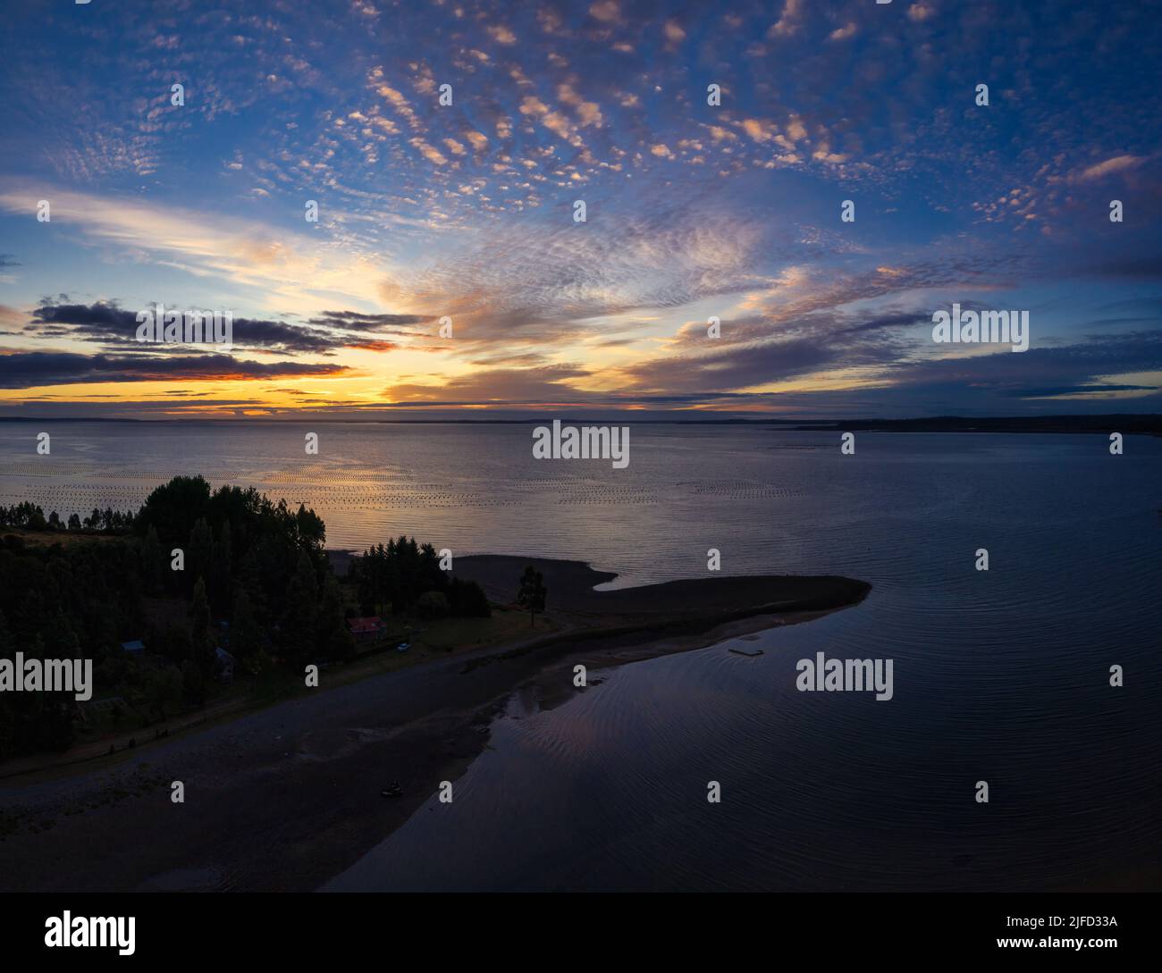 aerial photo with drone at sunset. patagonia sea Stock Photo - Alamy