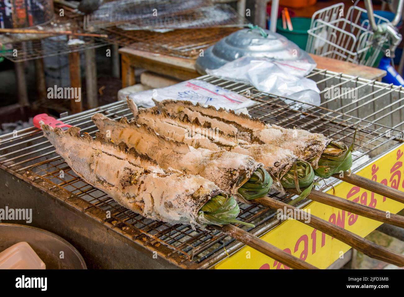Ayutthaya Thailand 5th Jun 2022: Grill snake head fish with salt coated ...