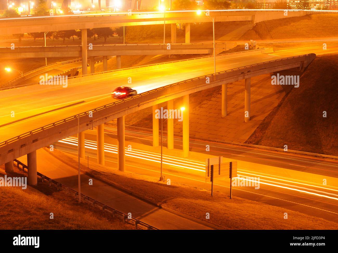 Night traffic on a section of urban interstate highway Stock Photo - Alamy