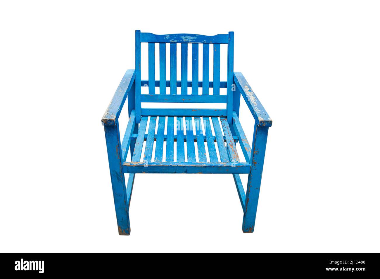 Antique blue wooden chair isolated on a white background Stock Photo ...