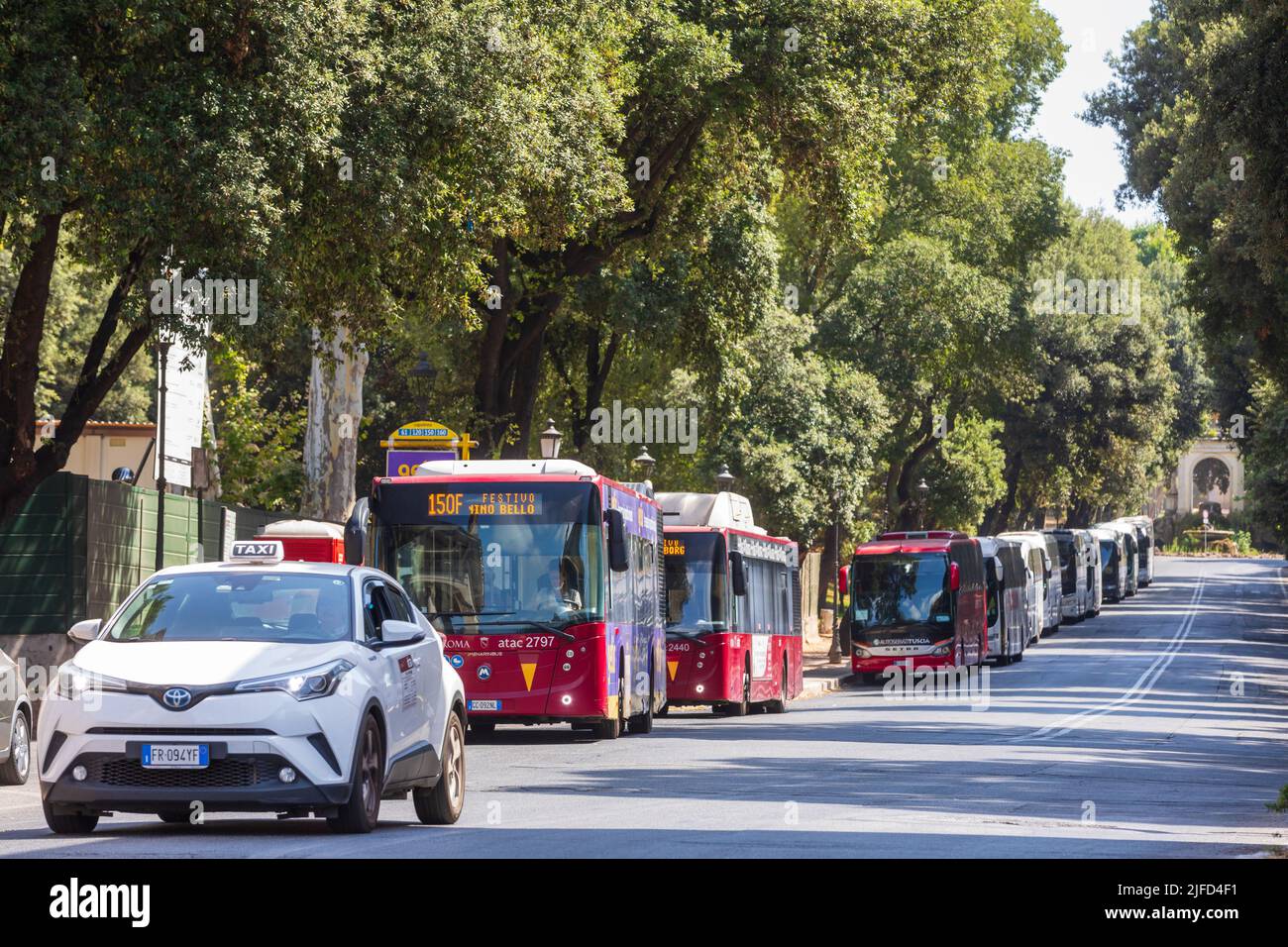 Rome, Italy. June 29, 2022: Row of buses for urban and tourist ...