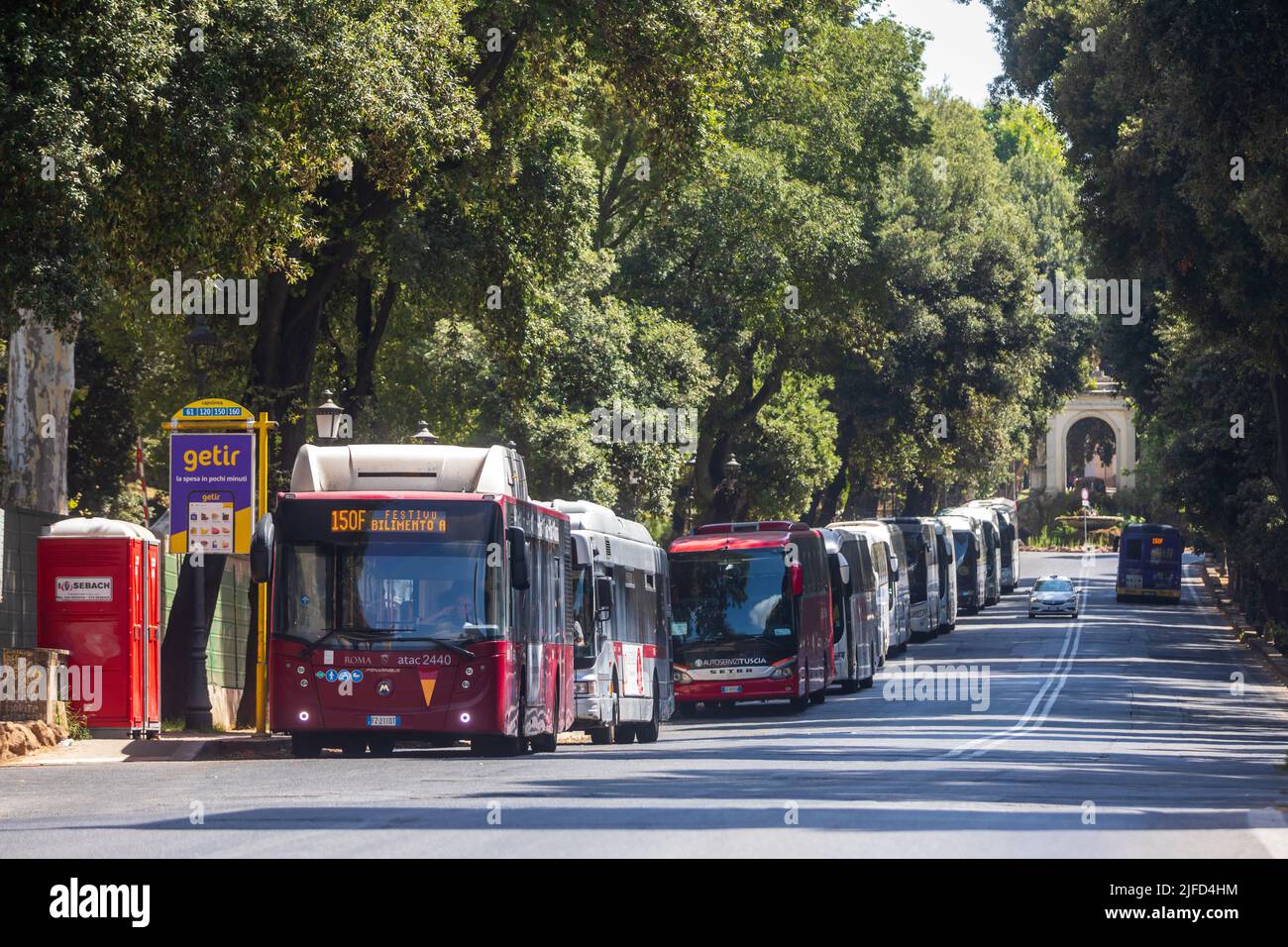 Rome, Italy. June 29, 2022: Row of buses for urban and tourist ...