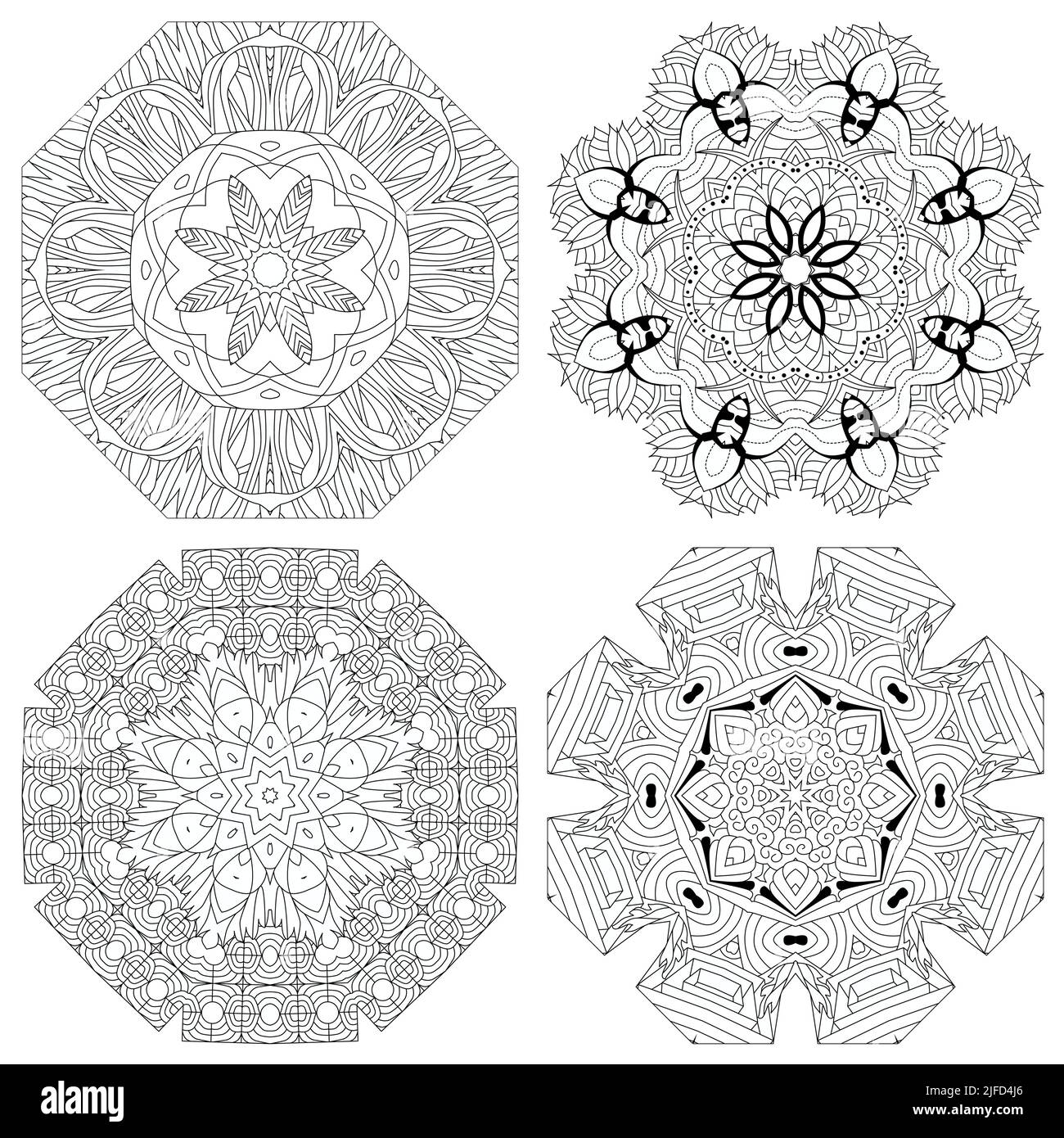 Vector Adult Coloring Book Textures. Hand-painted art design. Adult ...