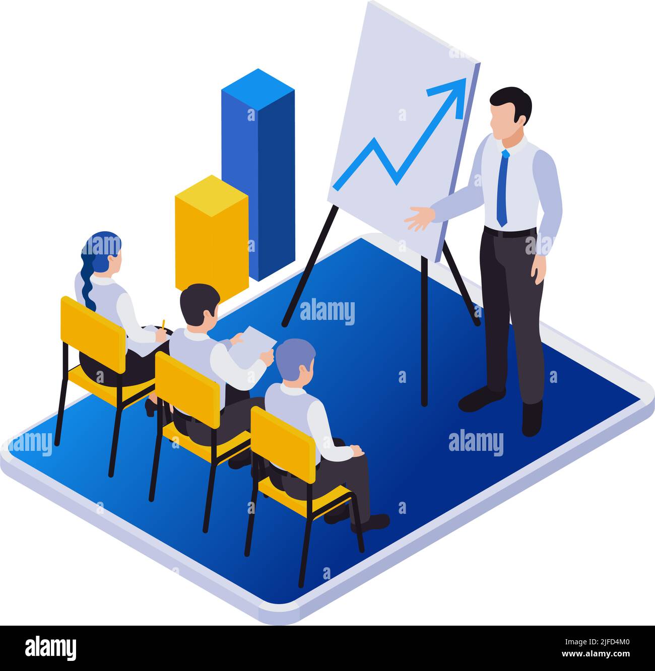 Remote management distant work isometric icons composition with view of ...