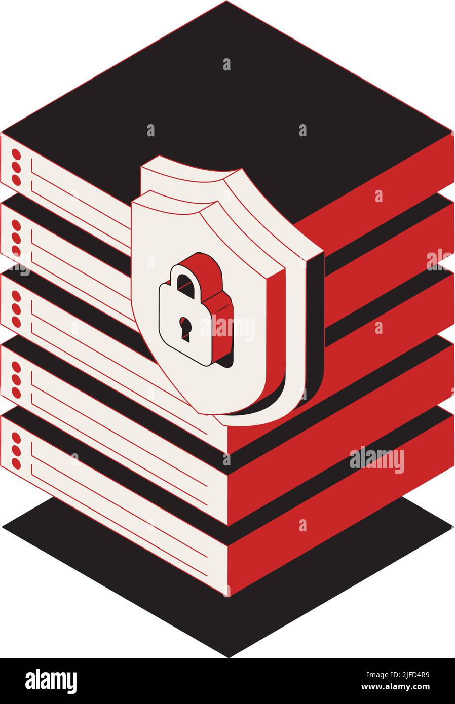 Cyber security icon with 3d lock on data center vector illustration ...