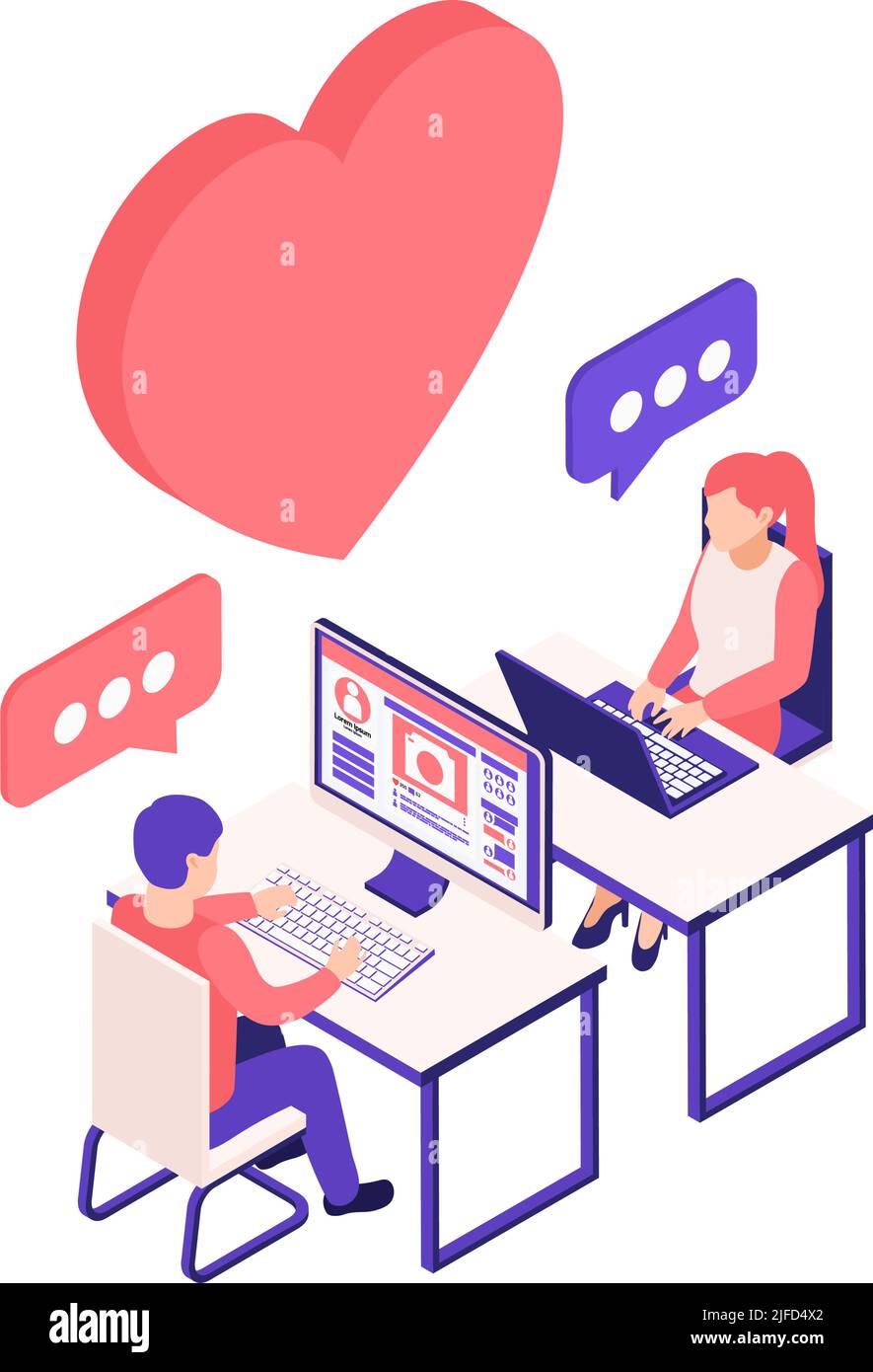 Virtual relationships online dating isometric composition with man and ... Virtual relationships online dating isometric composition with man and ...
