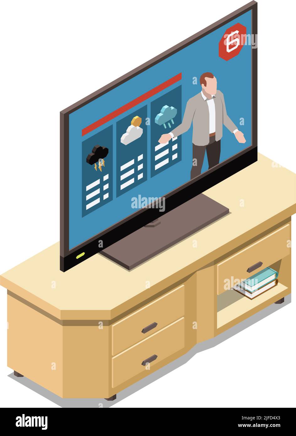 Meteorology weather forecast isometric composition with image of tv set ...