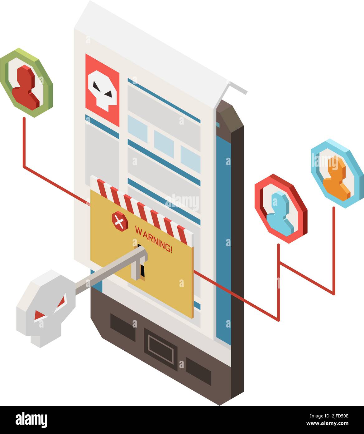 Digital crime isometric icon with smartphone key to personal ...