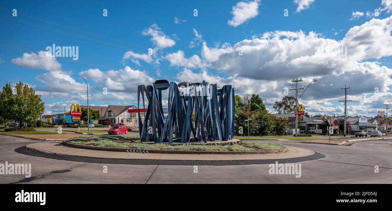The 'Blue Hills' sculpture installed on the highway roundabout in Glen ...