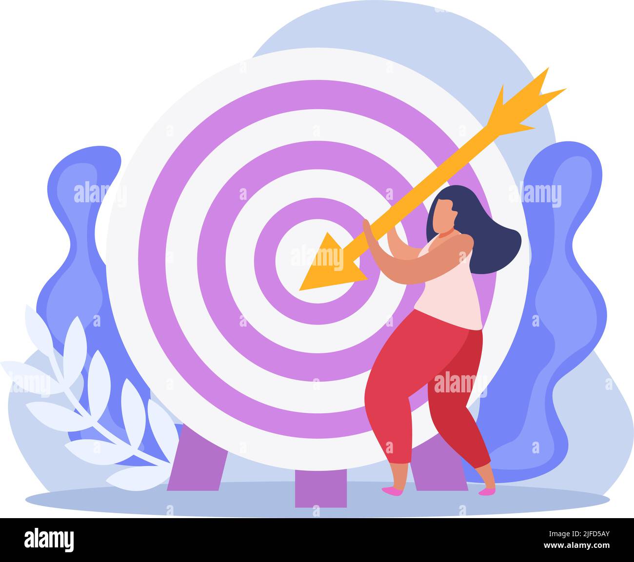 Winner people composition with flat target and woman holding arrow ...