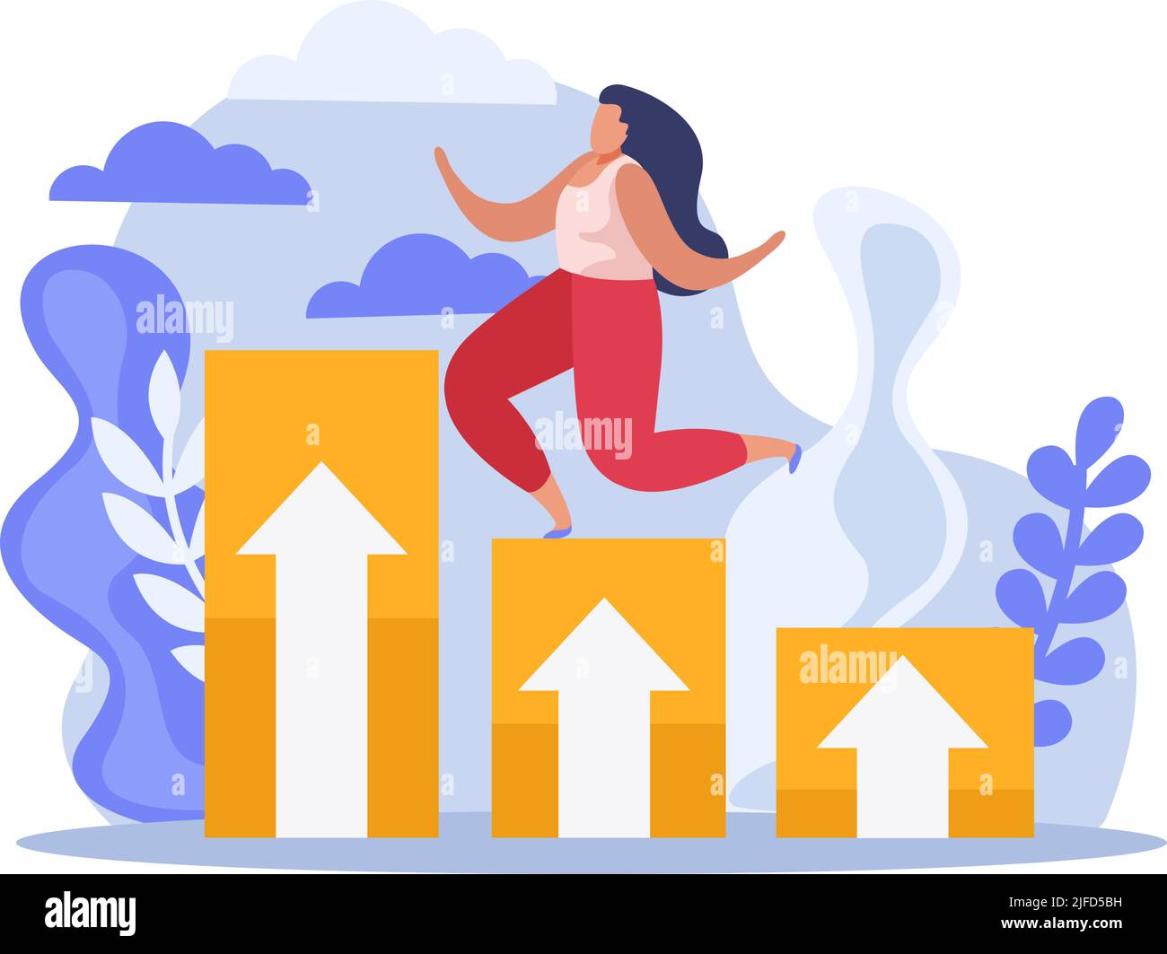 Goal achievement business composition with arrows up and successful ...