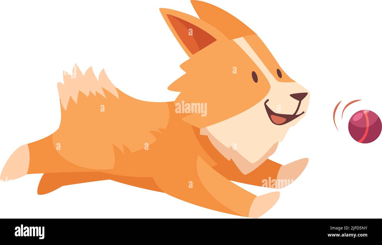 Funny small dog playing with ball cartoon vector illustration Stock ...