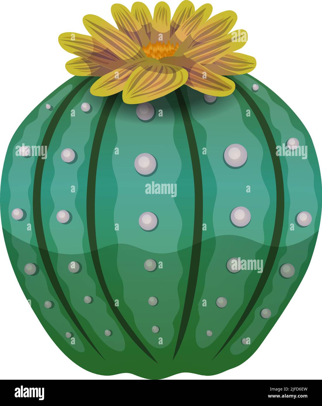 Cactus composition with isolated image of craft pumpkin flower on blank ...