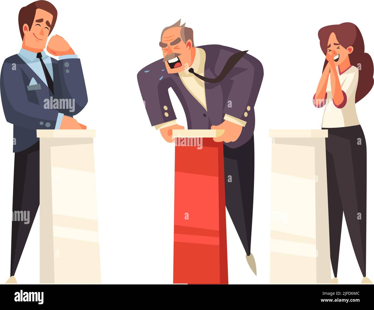 Political talk show composition with doodle characters of three ...