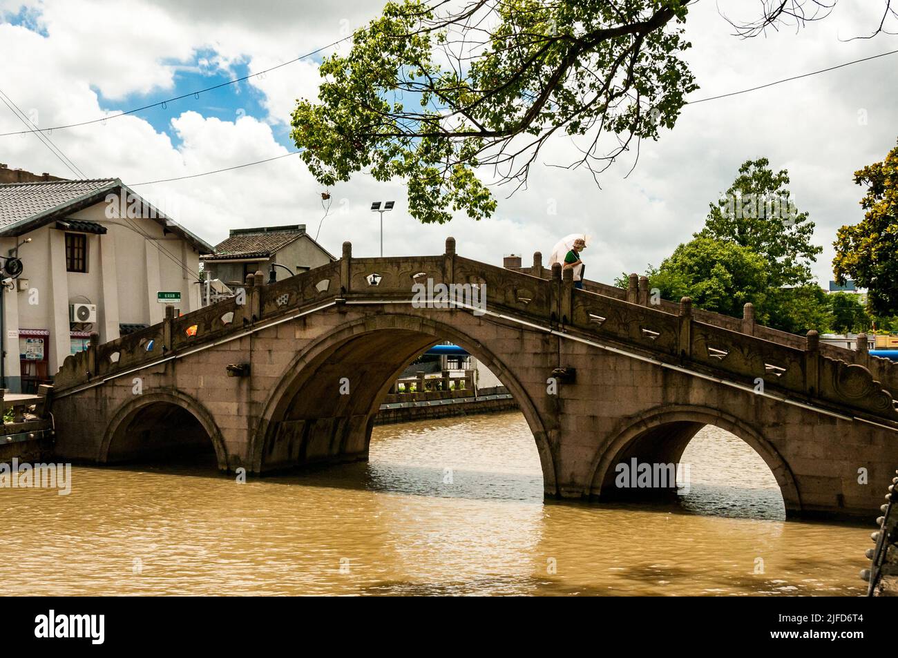 An old arched stone bridge in Chuansha Ancient Town, Pudong, Shanghai ...