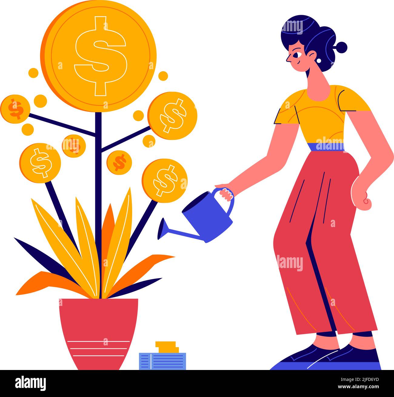 Watering Money Tree Clipart