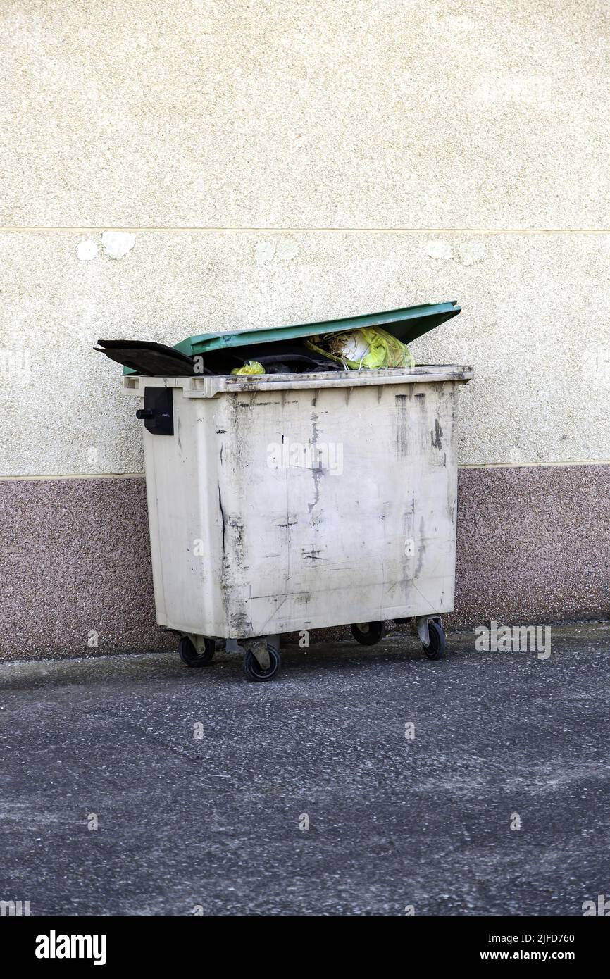Garbage container in the street, cleaning and recycling, ecology Stock ...