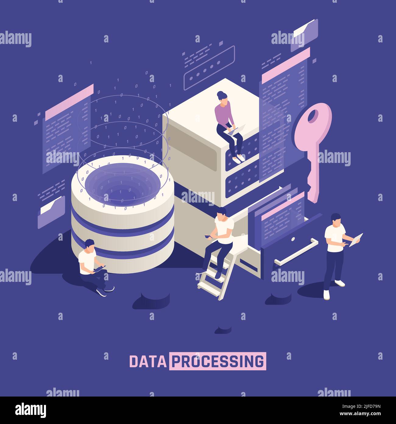 Data processing poster with server data storage hardware access key to ...