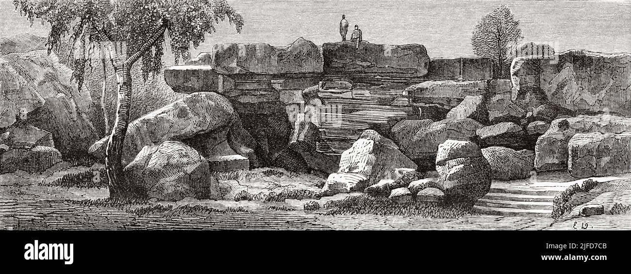 Crying rocks in Fontainebleau forest. Seine-Et-Marne, France. Europe ...