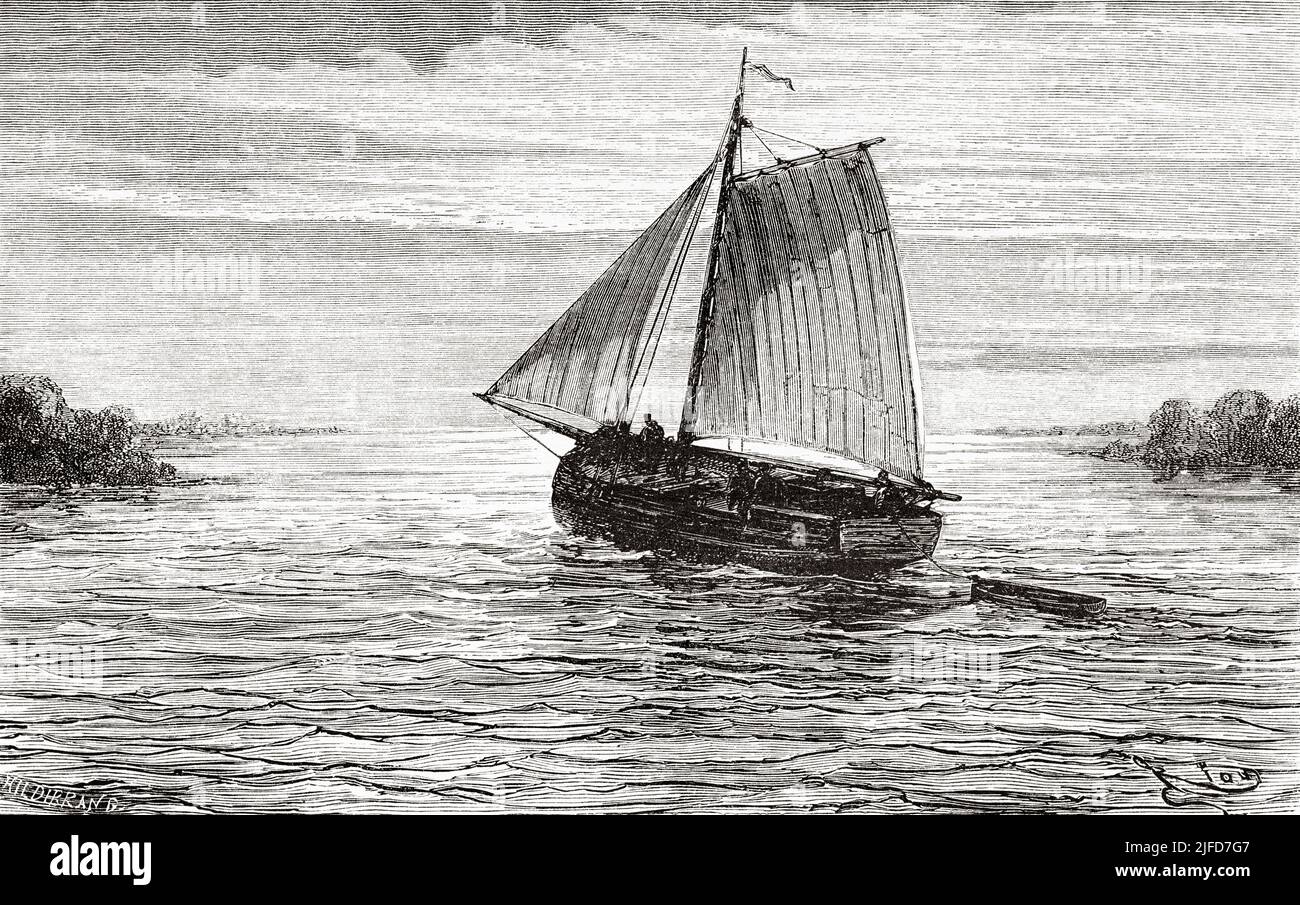 Sloop Santa Marta ship grounding in Limoeiro bay, Brazil. South America ...