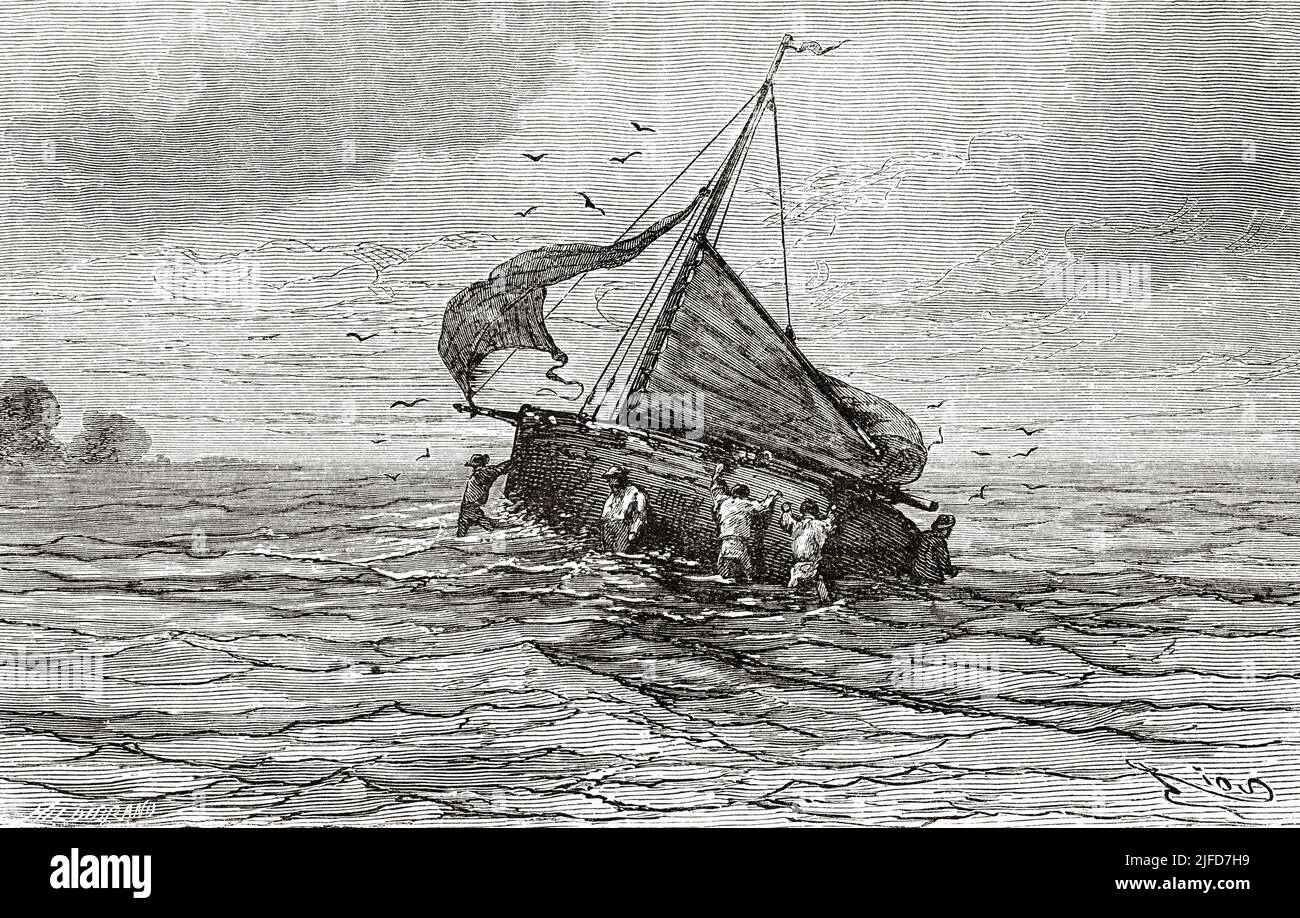 Sloop Santa Marta ship grounding in Limoeiro bay, Brazil. South America ...