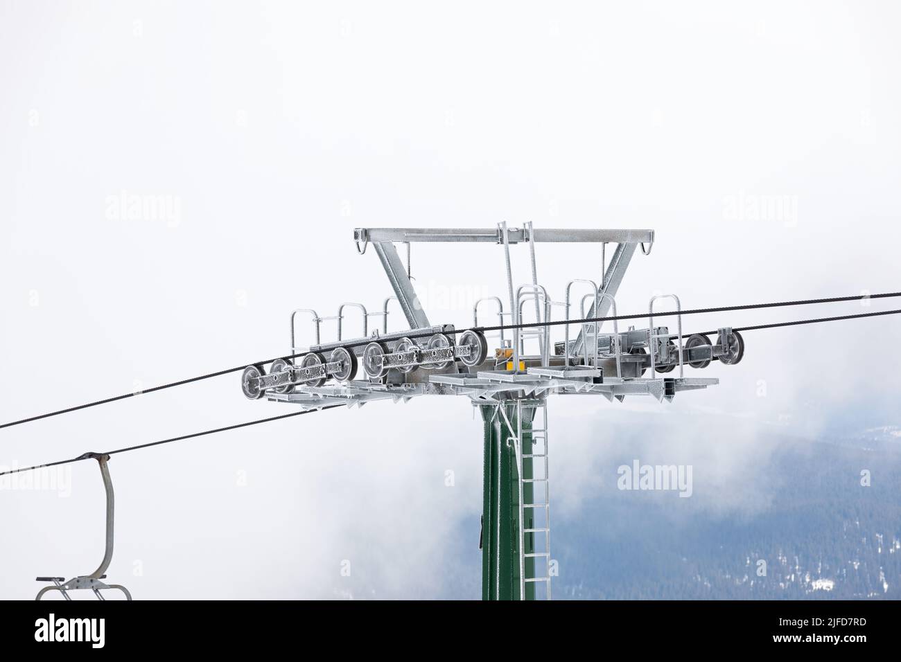Close up picture of ski lift in winter resort Stock Photo - Alamy