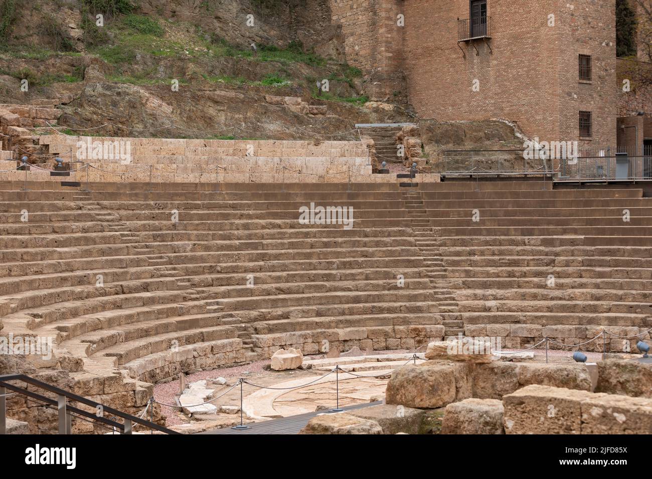 Picture of an ancient Roman amphitheater in Malaga Spain Stock Photo ...
