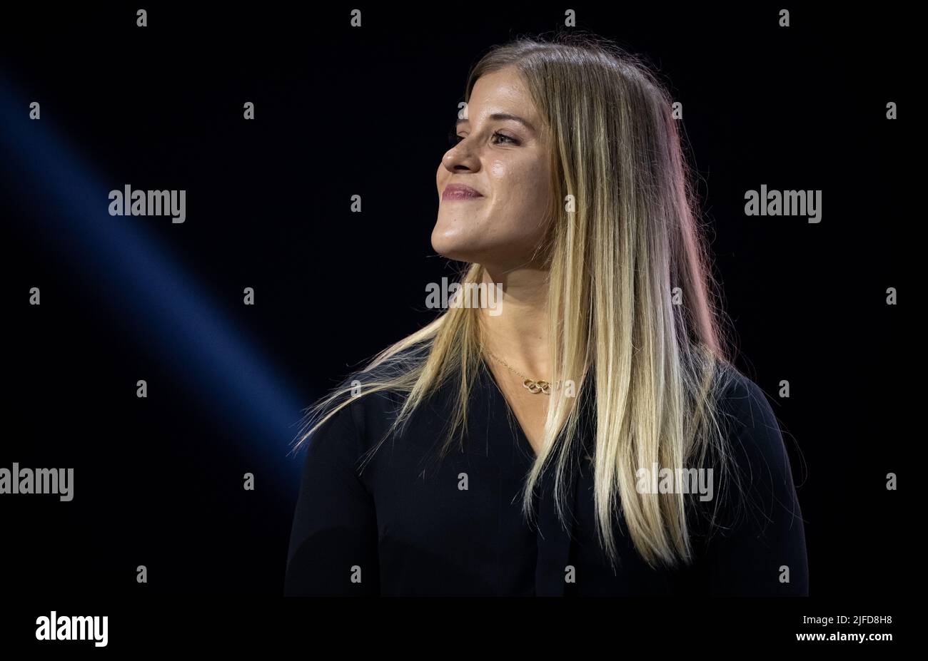 Munich, Germany. 01st July, 2022. Eli Seitz, gymnast, takes part in the ...