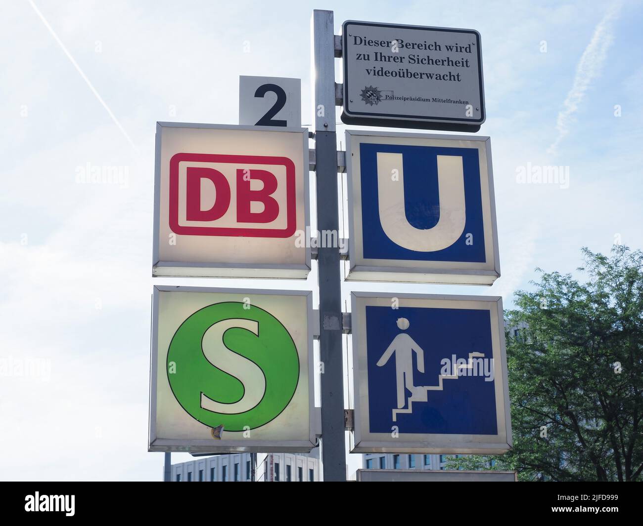 NUERNBERG, GERMANY - CIRCA JUNE 2022: German public transport signs ...