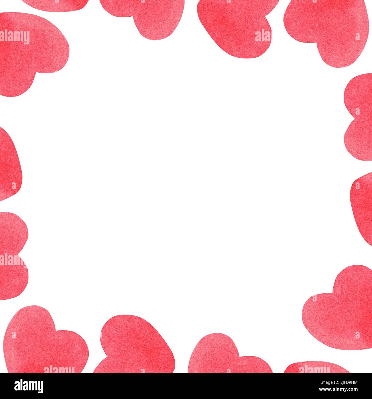 A square frame of heart. Place for the inscription. Watercolor ...