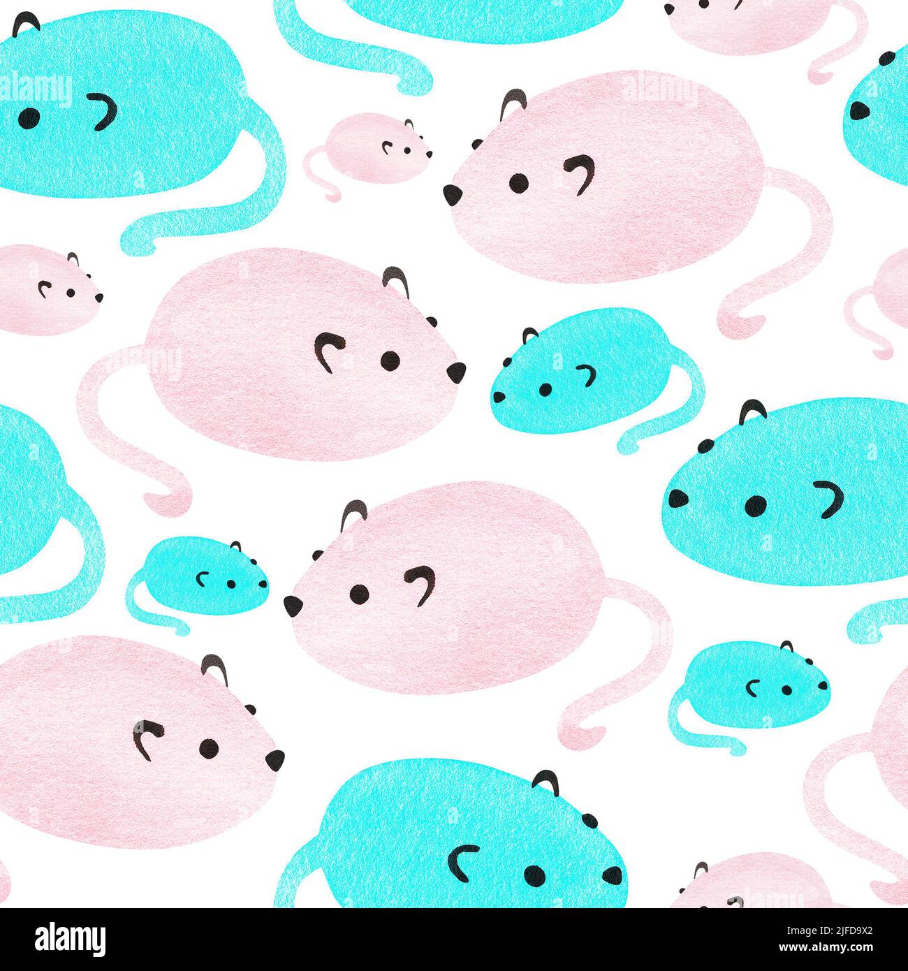 Seamless mice pattern. Simple mouse silhouettes. Watercolor ...