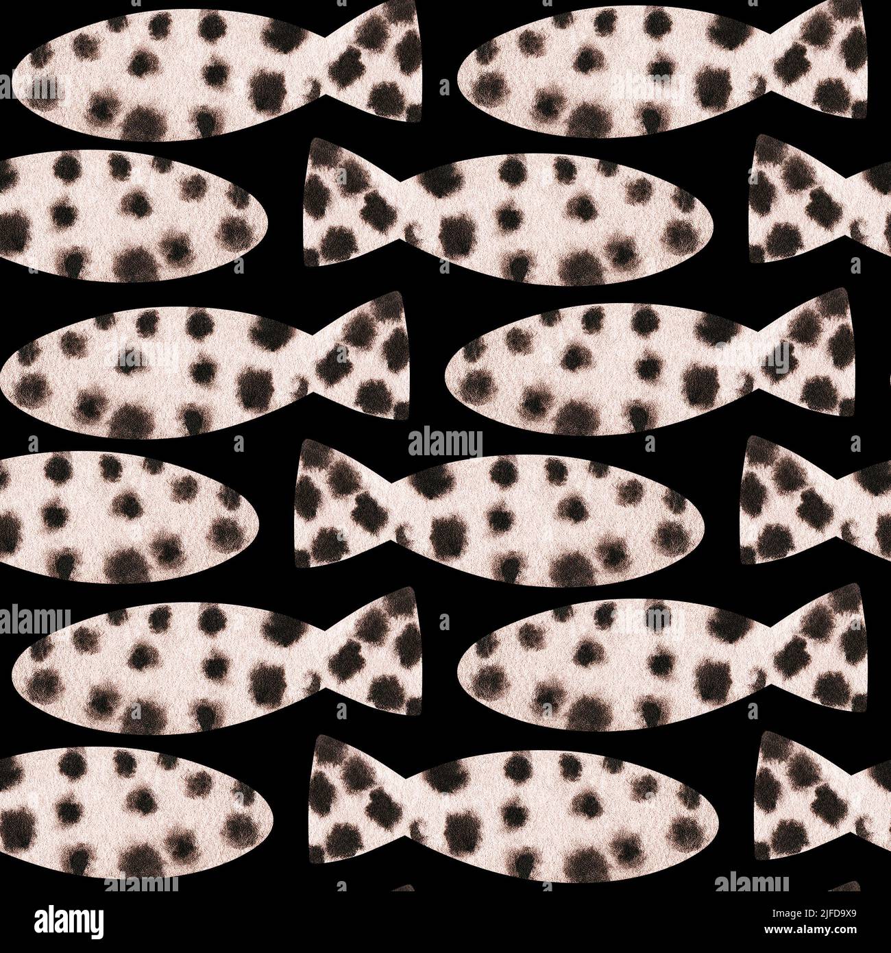 Seamless spotted fish pattern. Watercolor illustration. Isolated on a ...