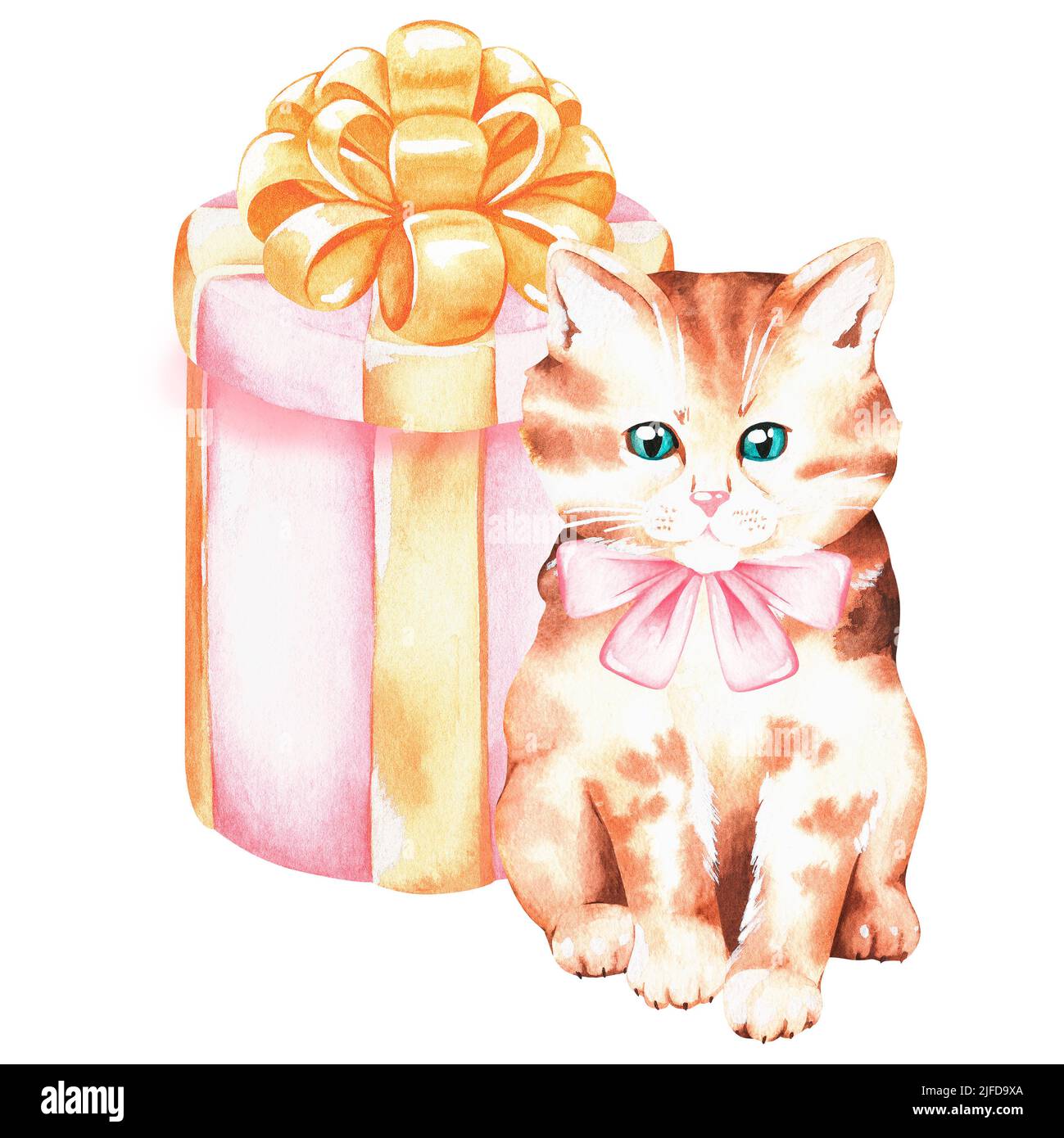 A gift to someone who wanted a kitten. Watercolor illustration ...