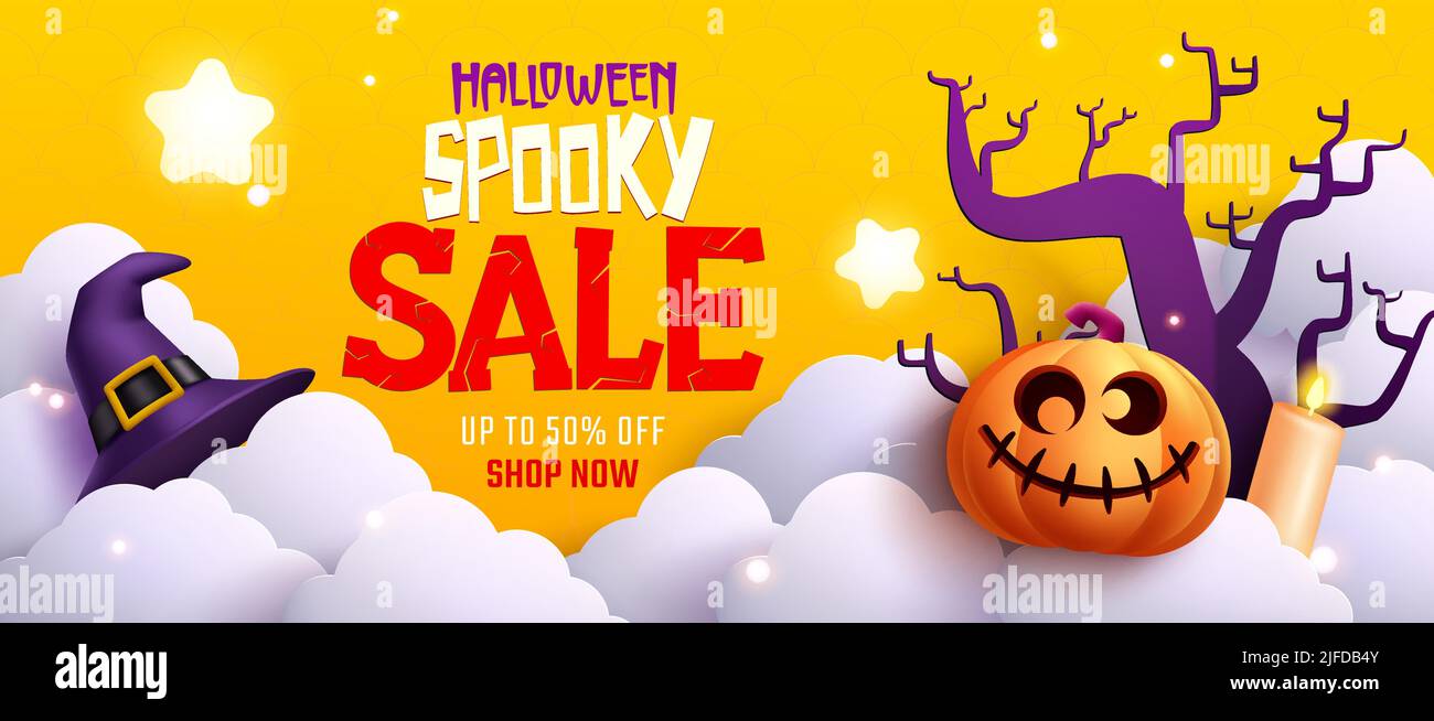Halloween sale vector banner design. Halloween sale text with price ...