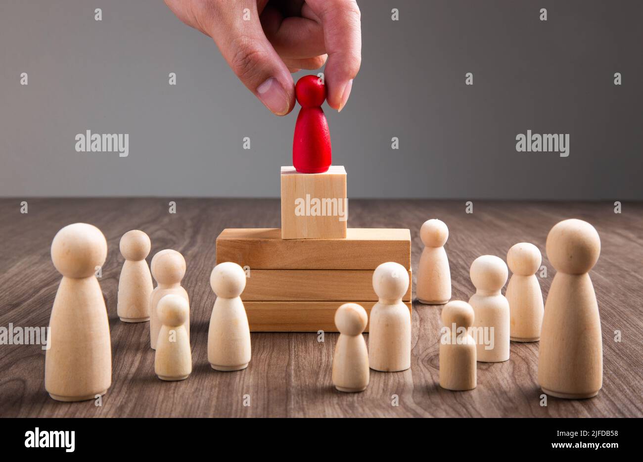 Successful team leader, Businessman hand choose people standing out ...