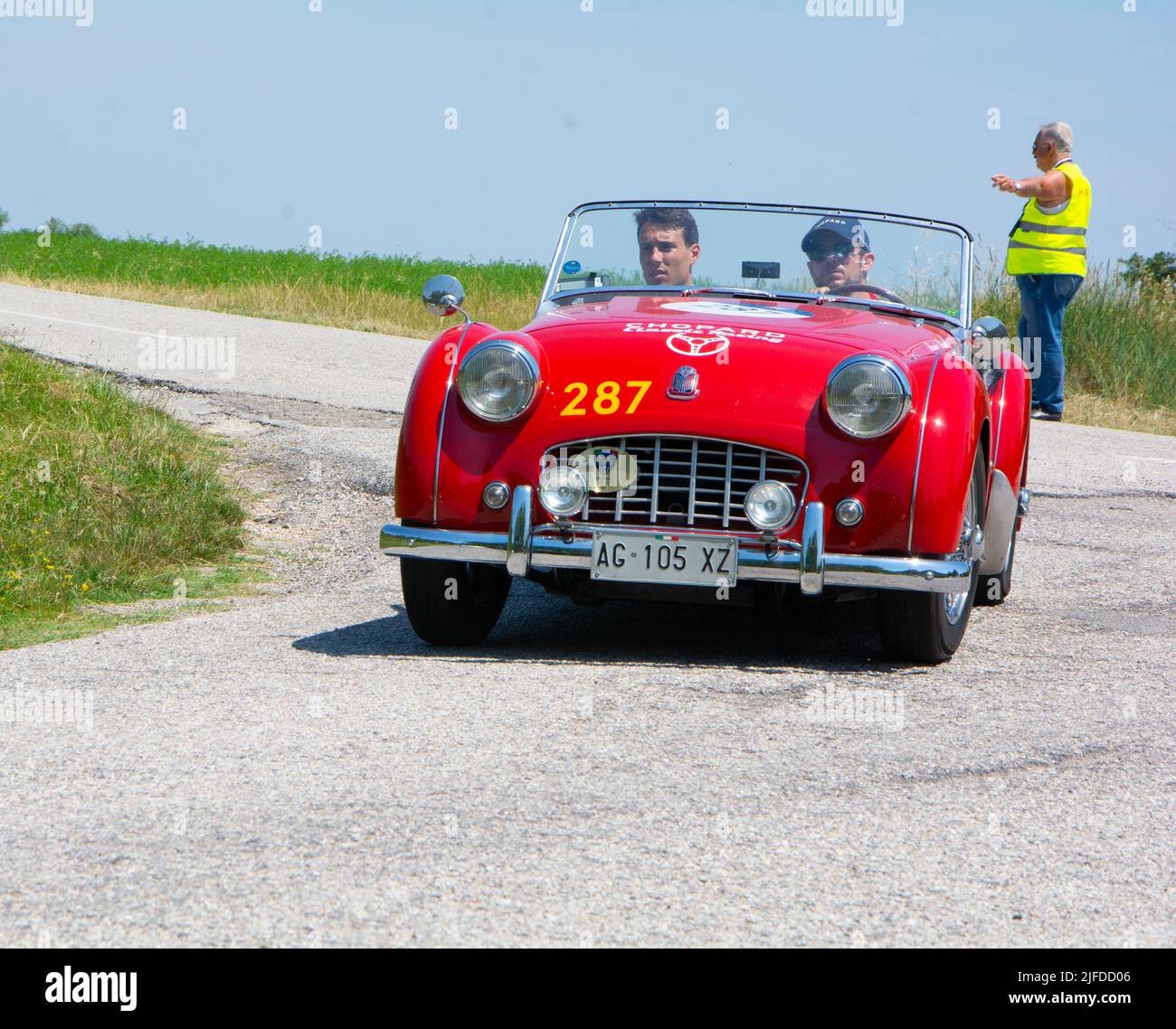 URBINO - ITALY - JUN 16 - 2022 : TRIUMPH TR3 SPORTS 1957 on an old ...