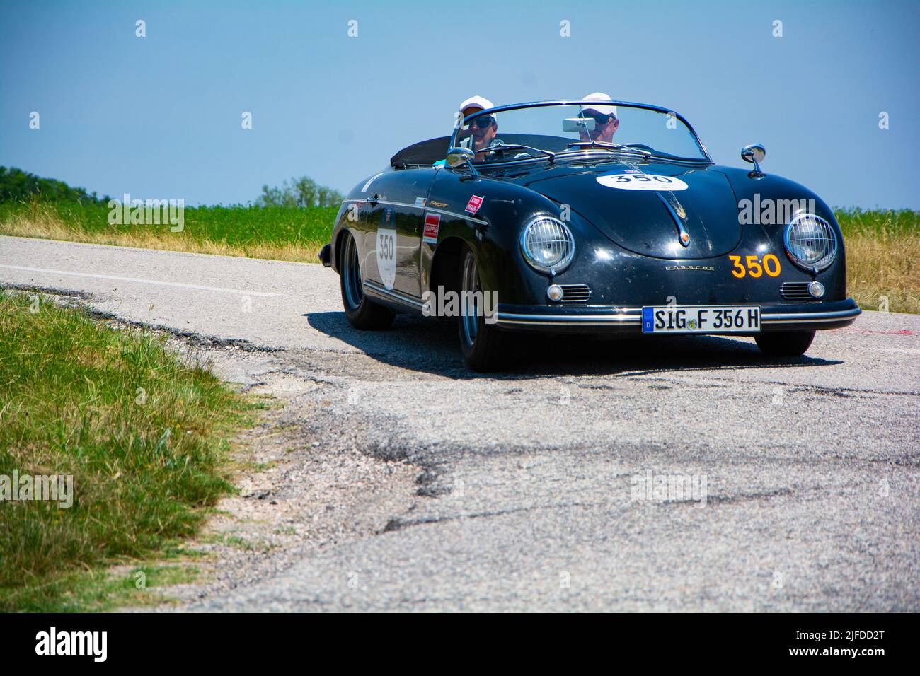 URBINO - ITALY - JUN 16 - 2022 : PORSCHE 356 1500 SPEEDSTER 1955 on an ...