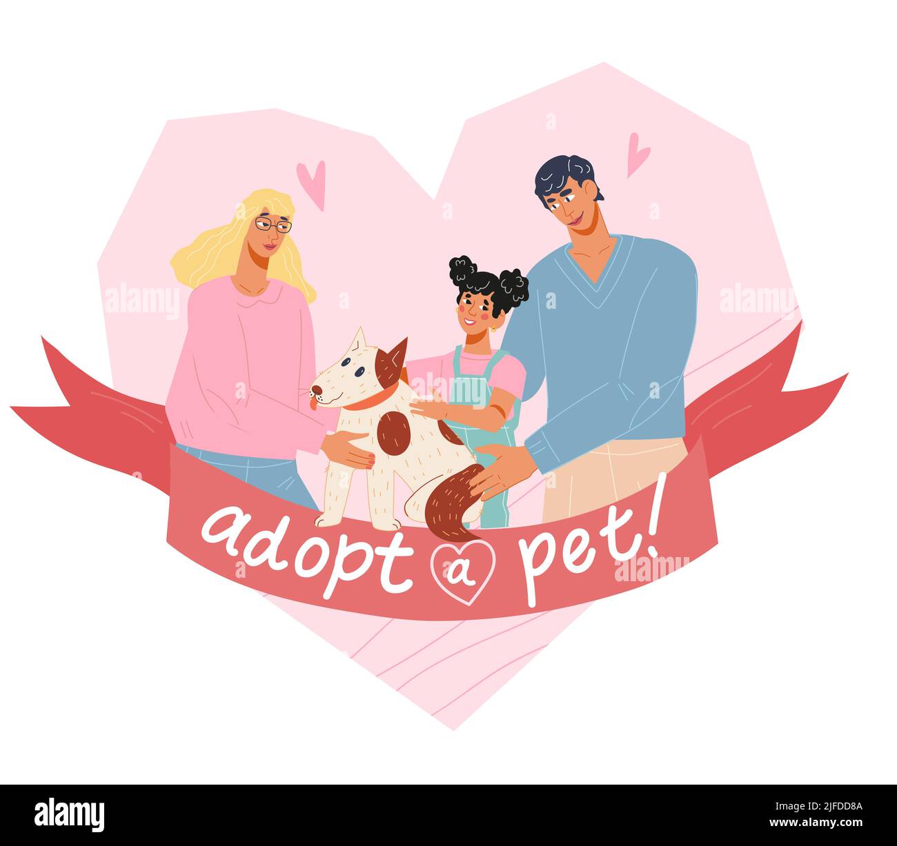 Family with dog for pets adoption and care. Pet store or animal shelter ...