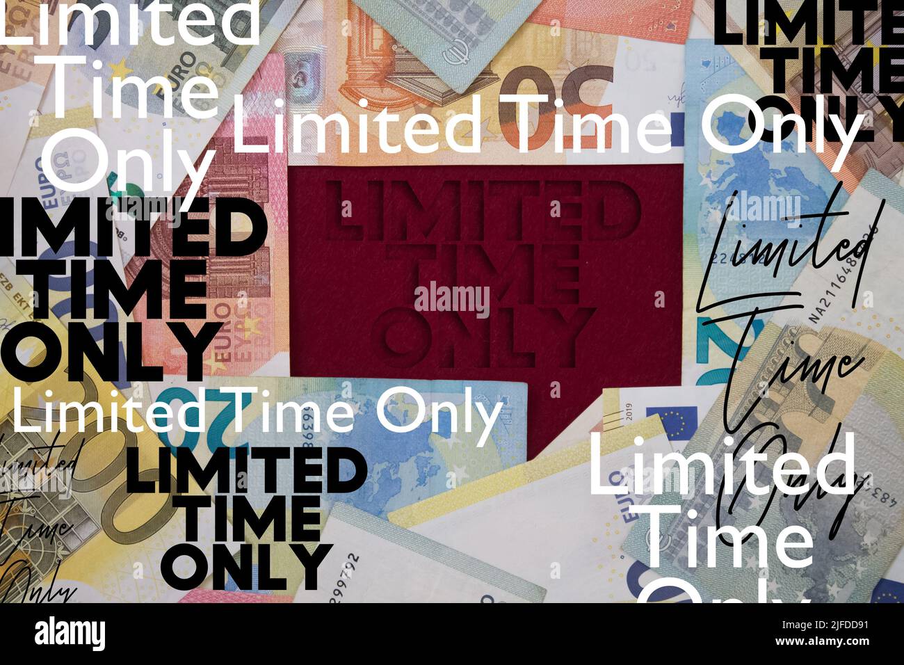 Limited Time Only word with money. Paper currency background with ...