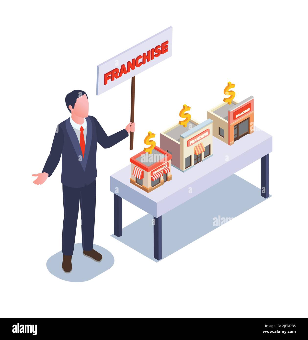 Franchise and business isometric concept with trademark expansion ...